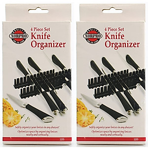 Norpro 4Pc Knife Drawer Organizer Set Works w/All Knife Sizes & Styles (2-Pack)