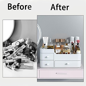 BREIS Makeup Organizer,Large Countertop Skincare Organizers for Vanity, Dresser Bathroom Organization and storage for Cosmetics Brushes Perfume Eyeshadow Lotion Gel Nail Polish Lipstick(White)