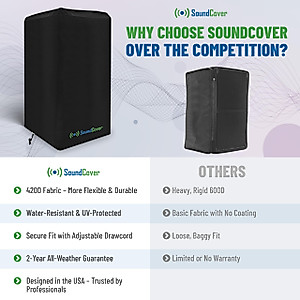 12-Inch PA/DJ Speaker Cover – Black 420D Polyester with Silver UV50 Coating – Water-Resistant, Protective Bag for Stand-Mounted Powered Speakers – Lightweight, Open-Bottom Design (Single Cover)
