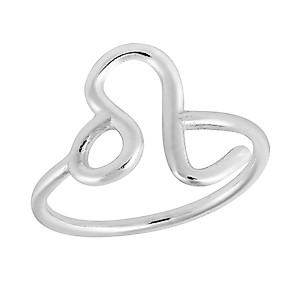 AerVida Unisex Simple Minimalistic Astrological Zodiac Sign 'Leo' .925 Sterling Silver Band Ring (10)