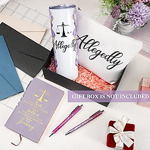 Domensi 6 Pcs Funny Allegedly Lawyer Gifts Judge Gift Lawyer Appreciation Day Gift 20 oz Marble Sign Tumbler Makeup Bag Notepad Ballpoints for Law Paralegal School College Teacher(Purple)