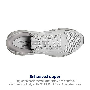 Brooks Women's Ghost 15 Neutral Running Shoe - Oyster/Alloy/White - 8 Medium