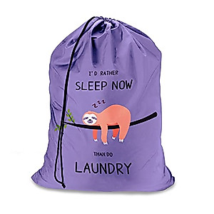 Laundry Bag with Cute Sloth Pattern, Laundry Bags Extra Large Heavy Duty, Sloth College Laundry Bag, Dirty Laundry Travel Bag, Travel Laundry Bags, Fit Laundry Hamper or Basket, Sloth Gifts…