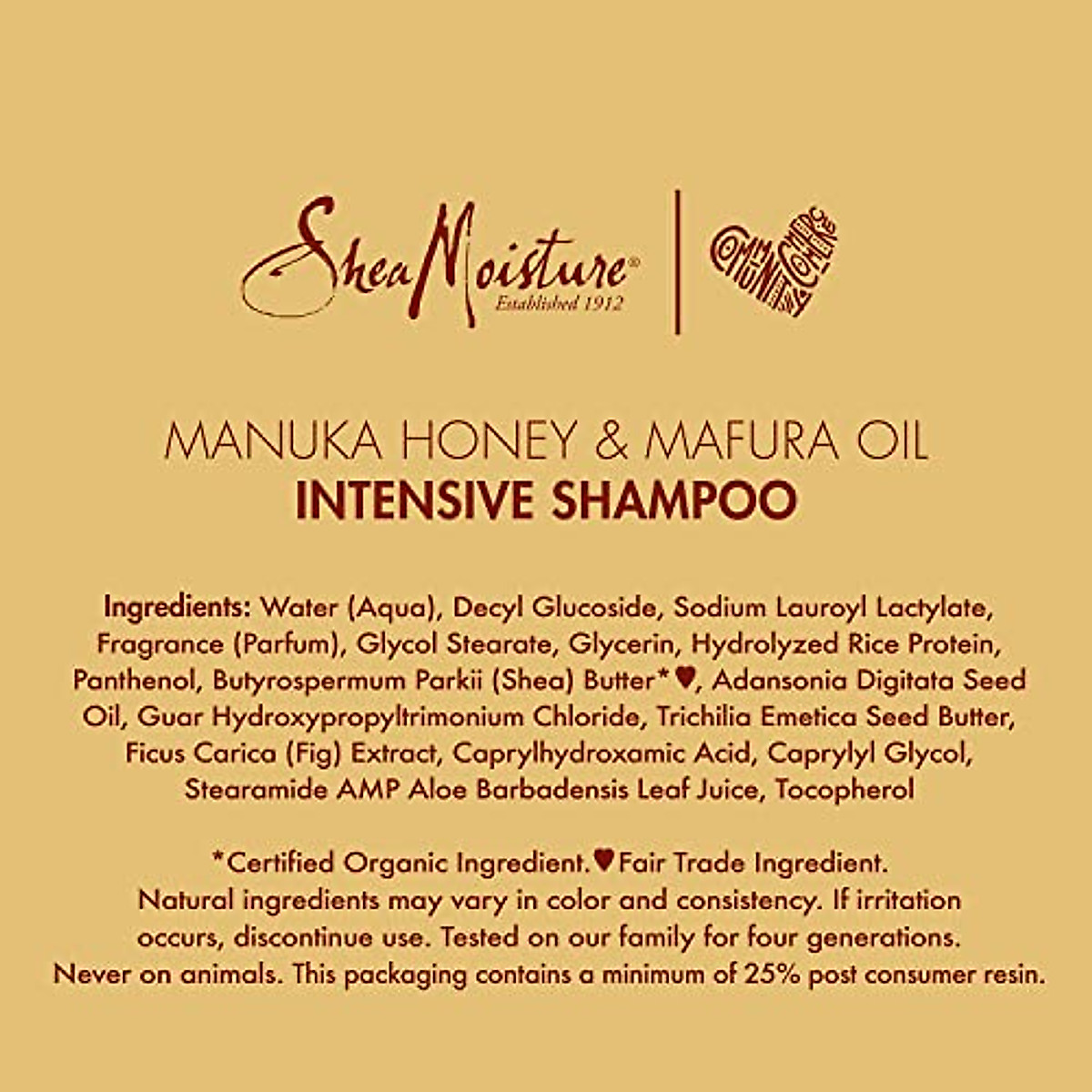SheaMoisture Intensive Hydration Shampoo for Dry, Damaged Hair Manuka Honey and Mafura Oil Sulfate-Free 13 oz