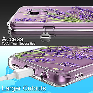 GiiKa Galaxy S9 Case, Clear Heavy Duty Shockproof Girls Women Protective Phone Cover Case for Samsung Galaxy S9, Purple Flowers