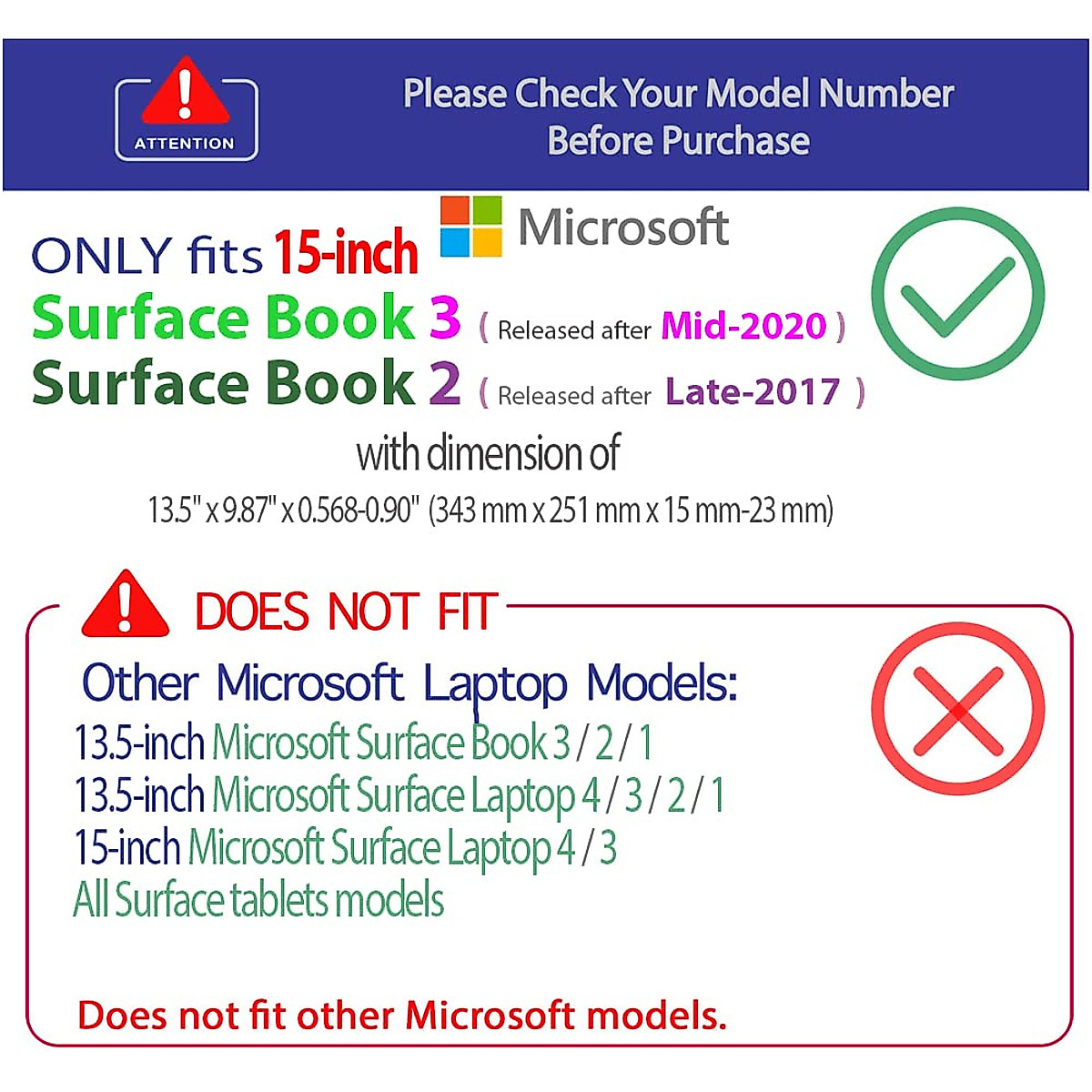 mCover Case Compatible for 2017~2022 15" Microsoft Surface Book 2/3 with Detachable Tablet Display ONLY (NOT Fitting Cheaper Surface Laptop Models) - Clear