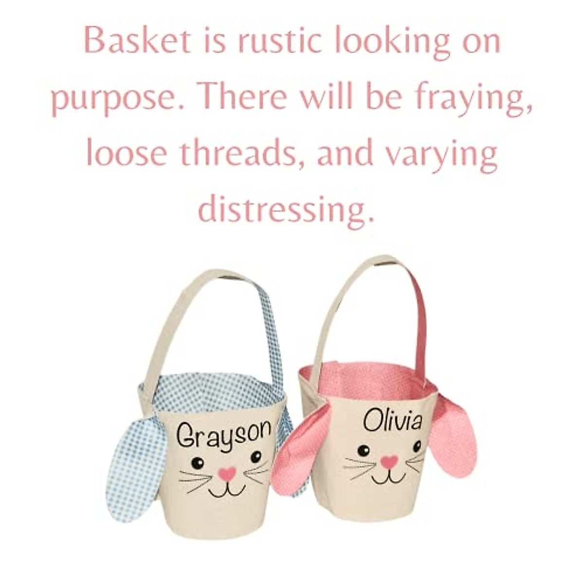 Personalized Easter Basket/Rustic Bunny Easter Baskets/Canvas Easter Tote/Bunny Ears Easter Basket with Name/Soft Easter Pail
