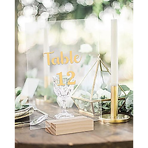 Aboofx 12 Pack Wood Place Card Holders Wood Table Number Stands Picture Holder Acrylic Sign Holders for Wedding Dinner Home Party Events Decoration
