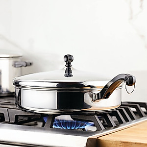 Farberware Classic Saute Pan / Frying Pan / Fry Pan with Lid and Helper Handle - 4.5 Quart, Silver