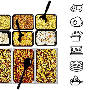 18 Pack Large Black Mixing Heavy Duty Disposable Plastic Serving Spoons Utensils Set - 10" Big Heavy Weight Reusable Cooking Plasticware for Party Buffet Catering Hard Silverware for Salads Sauses