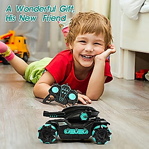 RC Tank That Shoots BBS, Nerf Tank Toy Kids Gift, RC-Remote-Control-Tank-Toy for 8 Year Old Boy Toys, Hand Controlled RC Car with Water Bullet, Nerf Robot Hand Remote Control Car for Boys Age 8-12