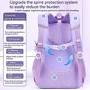 WYCY Kids Backpack School Backpacks for Girls Large Bookbags for Teen Girls Cute Book Bag with Compartments for Teen Girl Kid Students Elementary Middle School(Purple)
