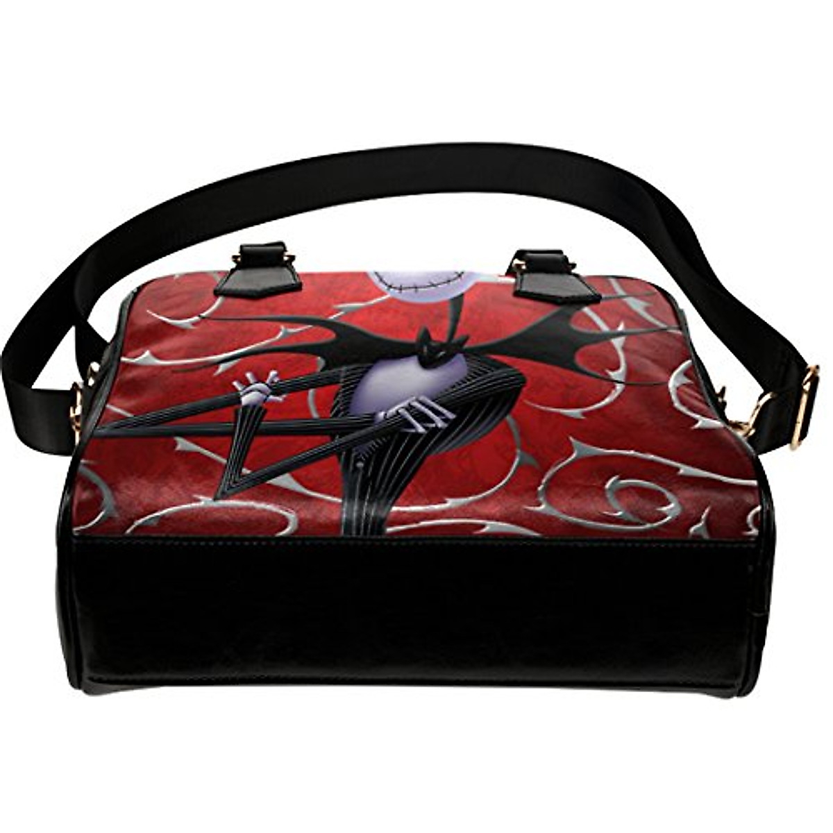 Female Crossbody Shoulder Top-handle Bags Shell Handbag with Jack Skellington Print