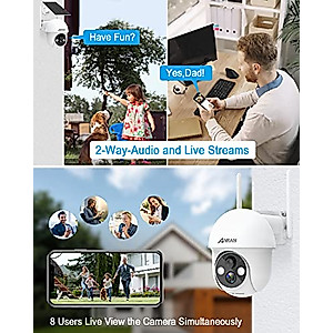 ANRAN 2K Security Camera Wireless Outdoor, Solar Outdoor Camera with 360° View, Smart Siren, Spotlights, Color Night Vision, PIR Human Detection, Pan Tilt Control, 2-Way Talk, Q01W 2 Packs