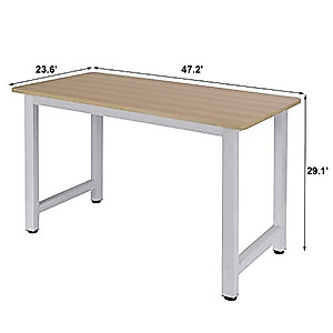 Desktop Computer Desk, Home Office Study Writing Table Computer Gaming Table Bedroom Laptop Study Table, 47.2inch Student Workstation Study Reading Writing Desk PC Laptop Table (White)