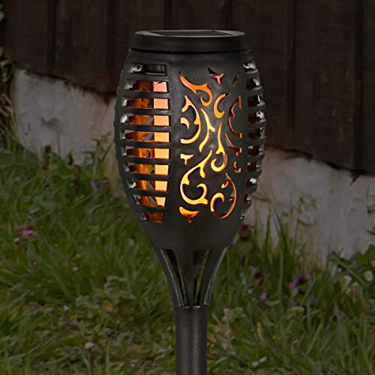 Exhart Garden Solar Lights, Set of 4 Flickering Flame Garden Stake Torches, LED Fire, Outdoor Garden and Yard Decoration, 3 x 20 Inch