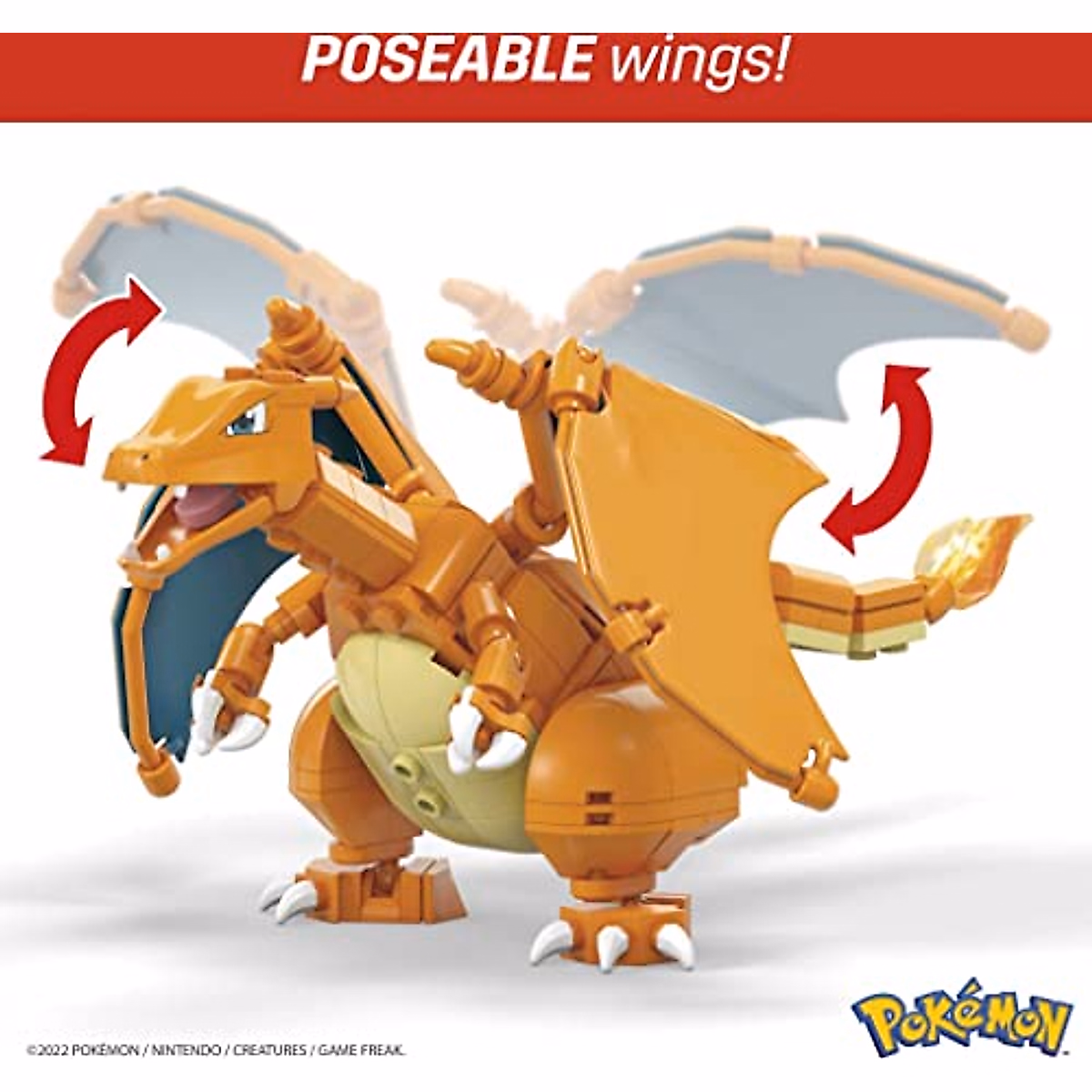 MEGA Pokémon Action Figure Building Toys Set, Charizard With 222 Pieces, 1 Poseable Character, 4 Inches Tall, Gift Ideas For Kids