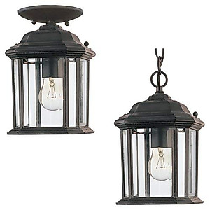 Sea Gull Lighting 60029-12 Kent Outdoor Semi-Flush Mount Convertible Pendant Outside Fixture, One - Light, Black