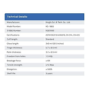 100% Nitrile Chemo-rated Medical Grade Gloves - 510(k), Box of 100, Latex and Powder Free, Disposable,4 mil (Medium)