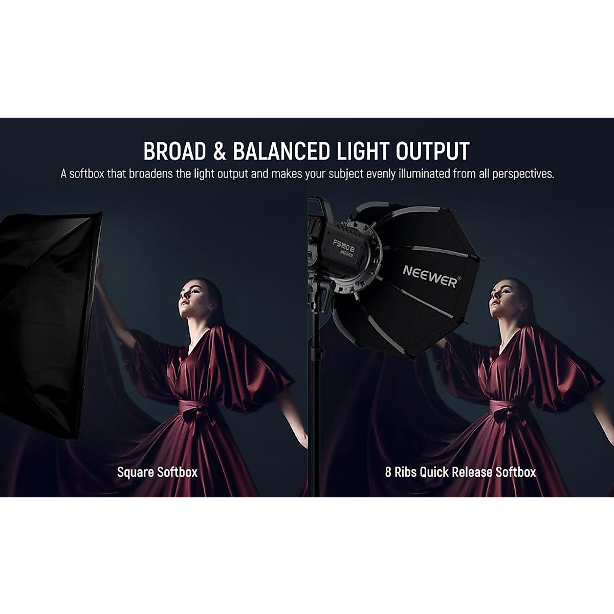 NEEWER 17.7"/45cm Octagonal Softbox Bowens Mount, Quick Folding Quick Set Up with Diffusers/Honeycomb Grid/Bag for Q4 RGB CB60 MS60B MS60C MS150B Compatible with Godox Aputure Video Studio Light, NS1P