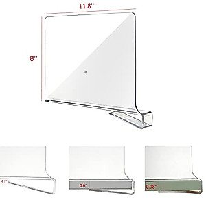 2PCS Acrylic Clear Shelf Dividers, Closet Dividers for Shelves, Shelf Separators in Closet, Wood Shelf Organizer for Closet, Bedroom, Kitchen and Office