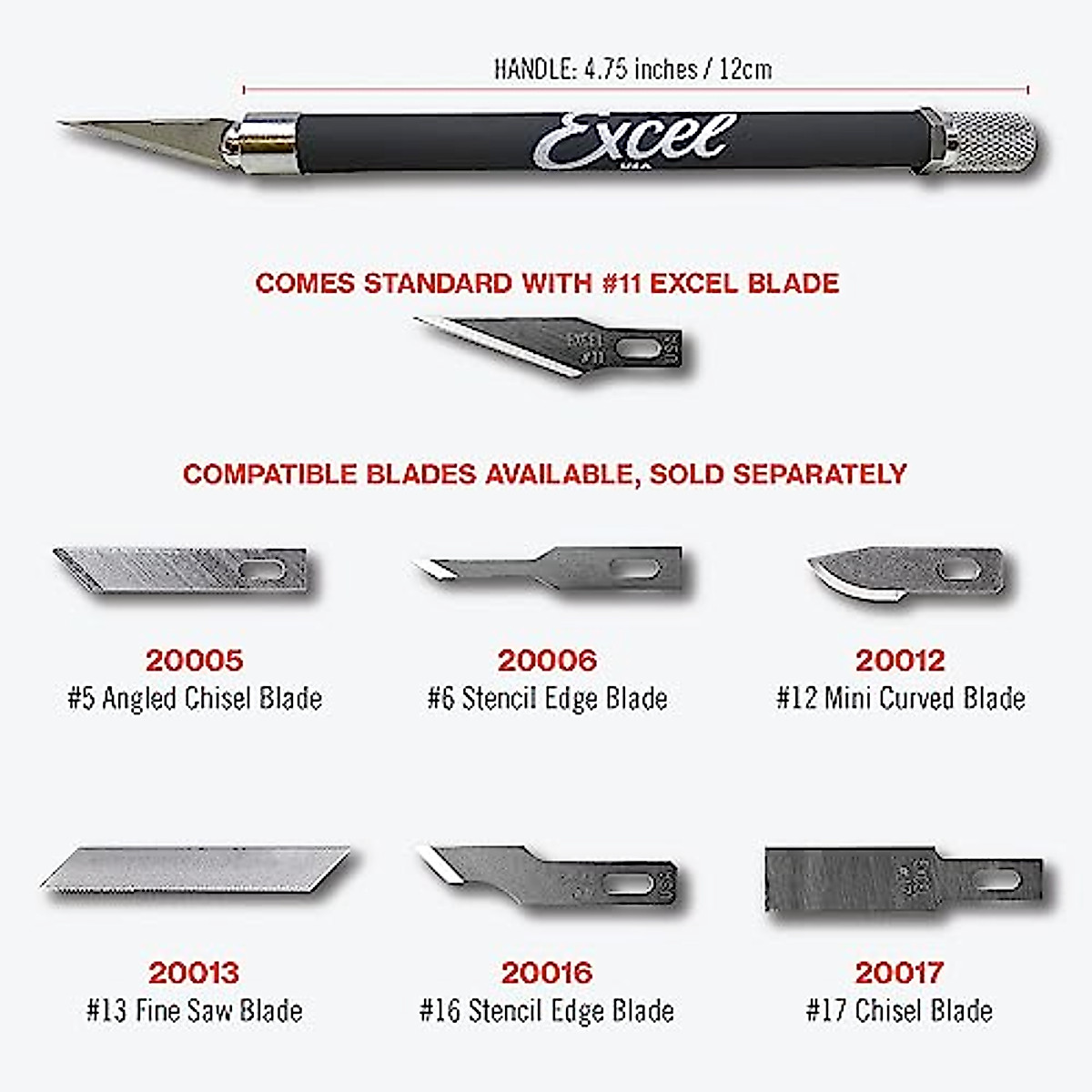 Excel Blades Soft Grip Craft Knife Set, Soft Grip Fine Point Angled Blades for Precision Cutting & Trimming, Multi-Purpose Hobby, Scrapbooking, and Crafting Tools, Blue, 3-Pack