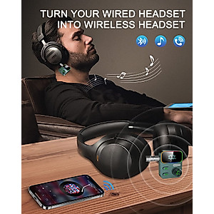 Bluetooth 5.3 Aux Receiver for Car, [Upgraded Enhanced Mic & LED Display] Bluetooth Car Adapter,Wireless Audio Receiver for Car/Home Stereo/Wired Headphones/Speaker,Hands-Free Call