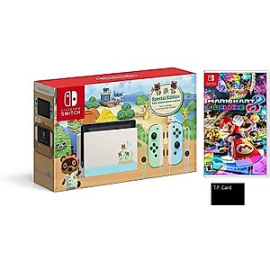 NEW Switch Deluxe Game Holiday Bundle: Animal Crossing-New Horizons Special Edition + Mario Kart 8 Deluxe Game Disk, and T.F. Card