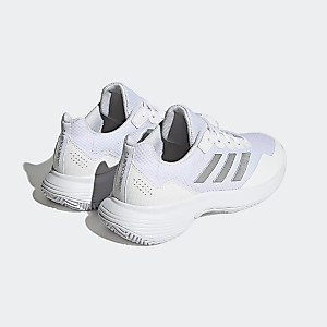 adidas Women's GameCourt 2 Sneaker, White/Silver Metallic/White, 7