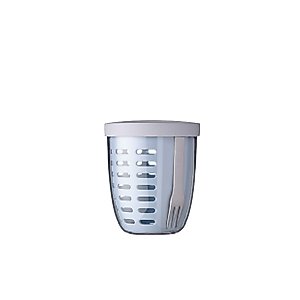 MEPAL, Fruit and Veggie Snack Pot with Airtight Lid, Colander and Fork, Portable, BPA Free, Nordic Blue, Holds 600ml|20oz, 1 Count
