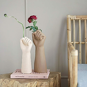 VICASKY Ceramic Flower Planters Hand Shape Vase Garden Pots Containers Desktop Sculpture Decor for Home Office Beige