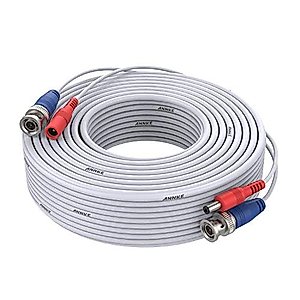 ANNKE (1) 100FT Video Power Cable, CCTV Security Camera BNC RCA Extension Cable (White)
