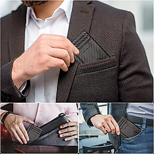 TOURSUIT Travel Minimalist Slim Front Pocket Wallet for Men Women, RFID Blocking Credit Card Holder Case (Carbon Fiber Black)