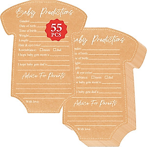 55PCS Baby Predictions, Double Sided Advice Cards Baby Shower Decorations Cards Wishes to Baby for Parents