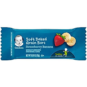 Gerber Soft Baked Grain Bars Variety Pack - 1 Box Apple Cinnamon & 1 Box Strawberry Banana - 8 Individually Wrapped Bars/Box (Pack of 2 Boxes)