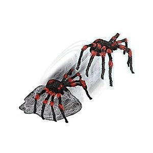 Spirit Halloween LED Red and Black Jumping Spider Animatronic | Halloween Décor | Horror Décor | 21 Inches | Moving Prop