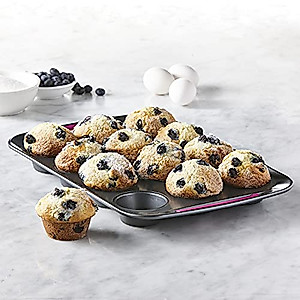 Trudeau Non Stick Carbon Steel Metal Muffin pan, 12 count, Grey