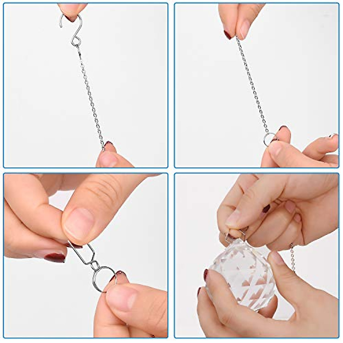Sun Shine Catcher Chains for Pendant Prisms, 18.11 inch Crystal Prismatic Ball Suspension Chain with Hook for Crystal Prism Decoration DIY Crystal Decoration(10PCS)