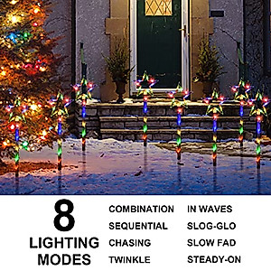 Solar Christmas Pathway Lights, Set of 4 Star Solar Powered Christmas Decorations Outdoor, Waterproof Christmas Garden Stake Lights for Patio, Yard, Garden, Lawn Christmas Holiday Decor