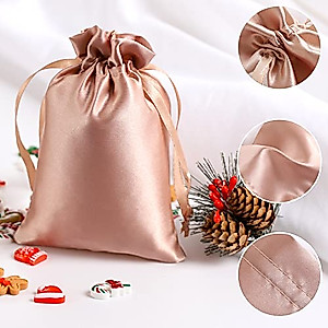 Satin Bags with Drawstring, 6x9" Wedding Favor Drawstring Bags, 50PCS Rose Gold Mini Gift Bags for Jewelry, Baby Shower, Valentine's Day, Craft, Birthday, Business, Party Favors Bags