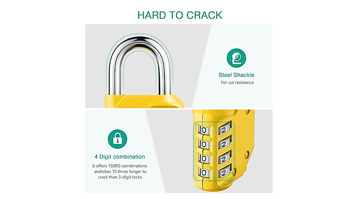 ORIA Combination Lock, (Newest)4 Digit Combination Padlock Set, Metal ...