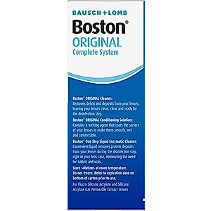 Contact Lens Solution by Boston, Boston Original Complete System for Gas Permeable Contact Lenses, 1 Fl Oz Original Cleaner, 3.5 Fl Oz Solution, 5 One Step Liquid Enzymatic Cleaners and 1 Lens Case