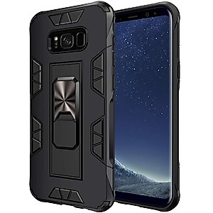 for Samsung Galaxy S8 Plus Case Samsung Galaxy S8+ Case Military Grade Built-in Kickstand Case Holder Armor Heavy Duty Shockproof Cover Protective for Samsung Galaxy S8 Plus Phone Case (Black)