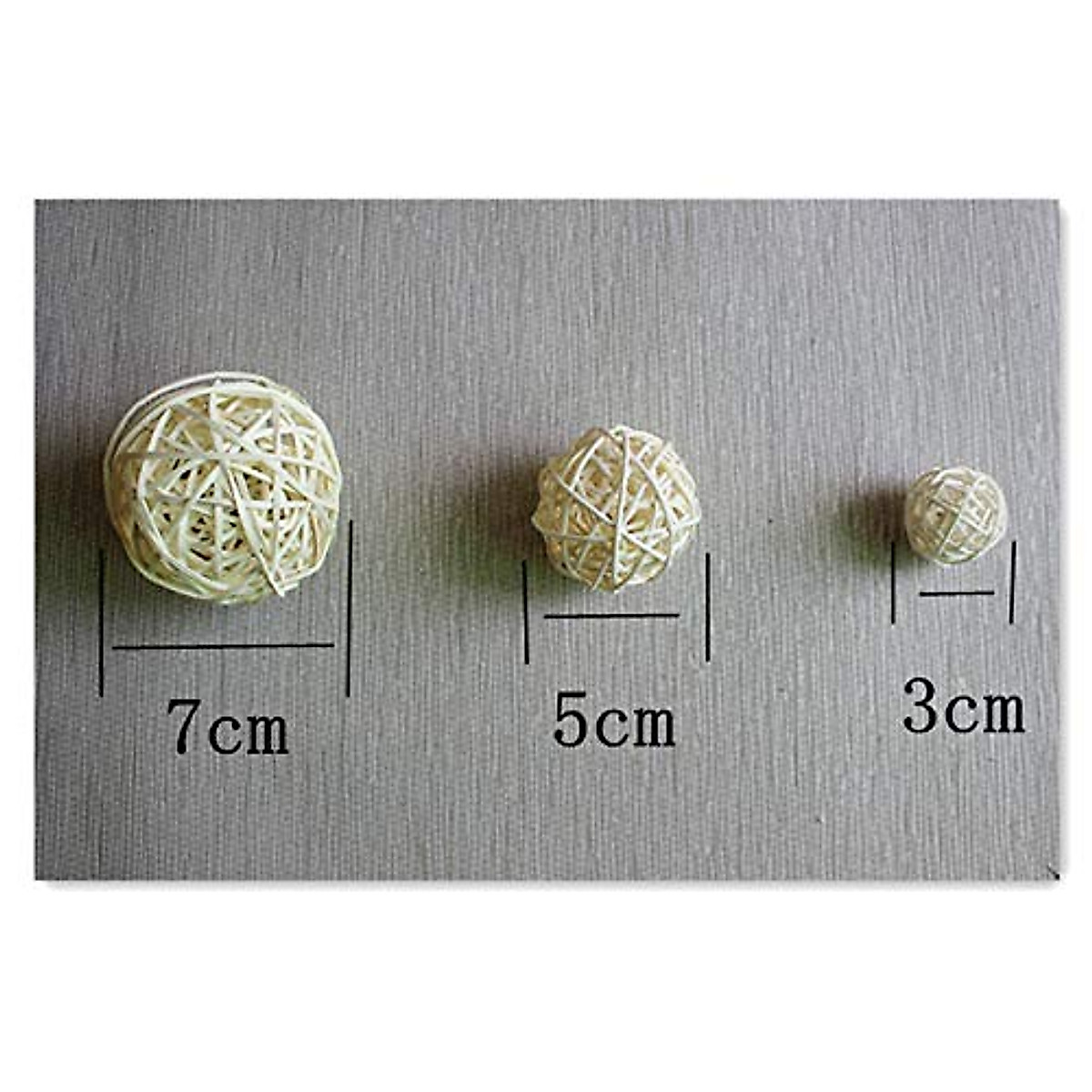 Set of 9 Mixed 3cm 5cm 7cm White Beige and Coffee Small Decorative Wicker Rattan Balls Natural Sphere Orbs for Vase Bowl Filler Christmas Tree Ornaments Wedding Centerpieces Home Patio Garden Hanging