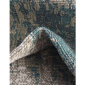 Unique Loom Outdoor Coastal Collection Area Rug - Okyanus (9' x 12' Rectangle, Blue/ Ivory)