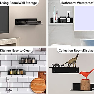 AIBORS Floating Shelves Acrylic Wall Mounted Hanging Shelf Set of 3-12 Inch Wall Display Shelf for Bedroom, Bathroom, Kitchen, Living Room, Office with Cable Clips