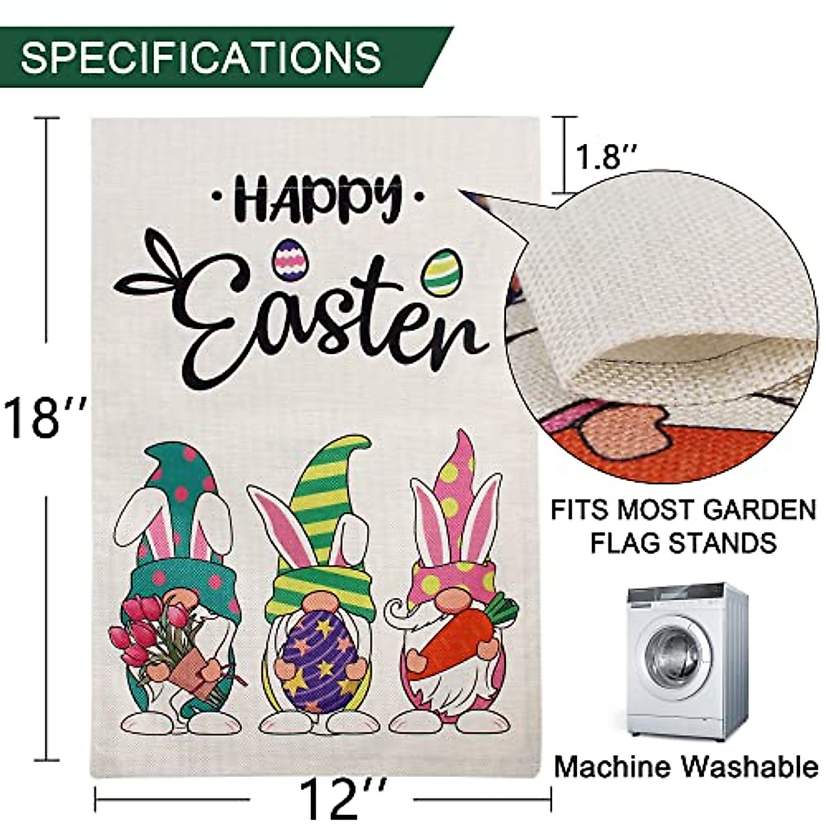 Seasonal Garden Flag Set of 12 Spring Garden Flags 12x18 Double Sided Summer Garden Flag Gnome Patriotic Garden Flag Welcome Yard Flag Small Burlap Garden Flags for Outside w/Anti-Wind Clip & Stopper