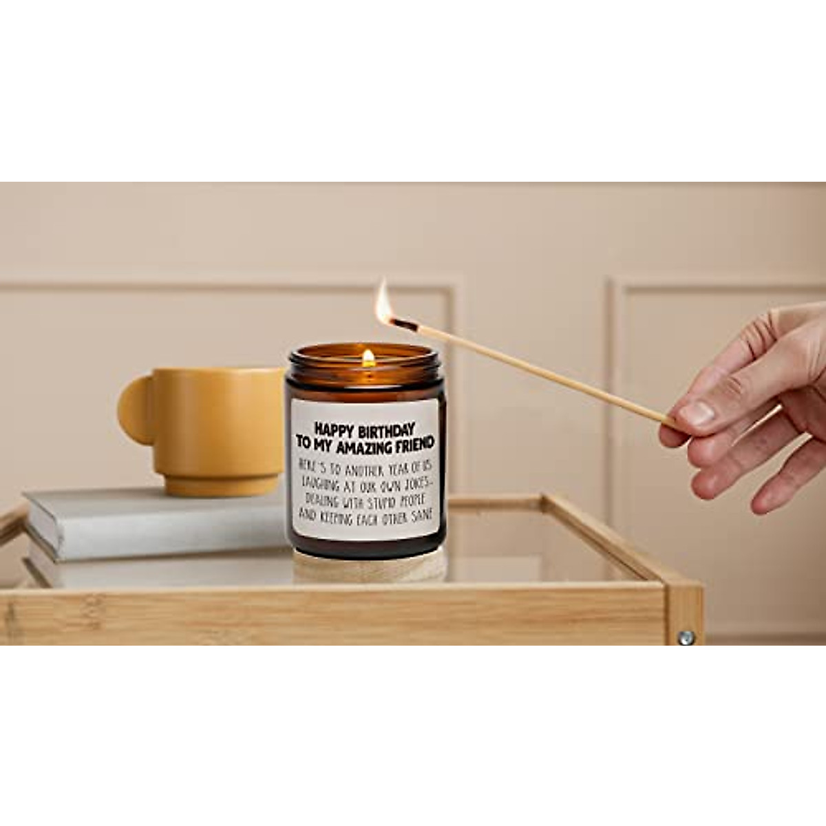 Happy Birthday Gifts Candle for Friend Funny Gift Candle for Men Women Partner BFF Coworker (Friend-WH)