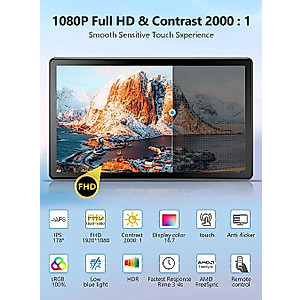 Touchscreen Monitor 15.6 inch-Usparkle FHD1920×1080P IPS HDR 60Hz Touch Screen Monitor, HDMI VGA DVI Touch Monitor With 10-Point Multi-Touch, VESA Monitor With Speakers, Touchscreen For Laptop|Mini PC