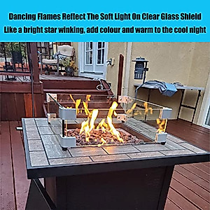 DONSIQIZZ Fire Pit Wind Guard, 15 x 15x 6.5 Inch Fire Wind Guard Fence, Square Glass Shield, Clear Tempered Glass Flame Guard Fit for Propane, Gas, Outdoor Fire Pits Burner Pan/Table